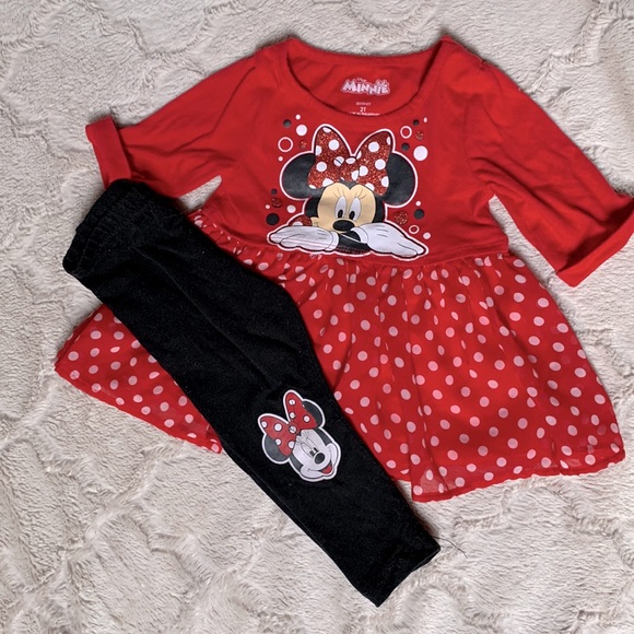 Disney | Matching Sets | Minnie Mouse Red And Black Polka Dot Top And ...